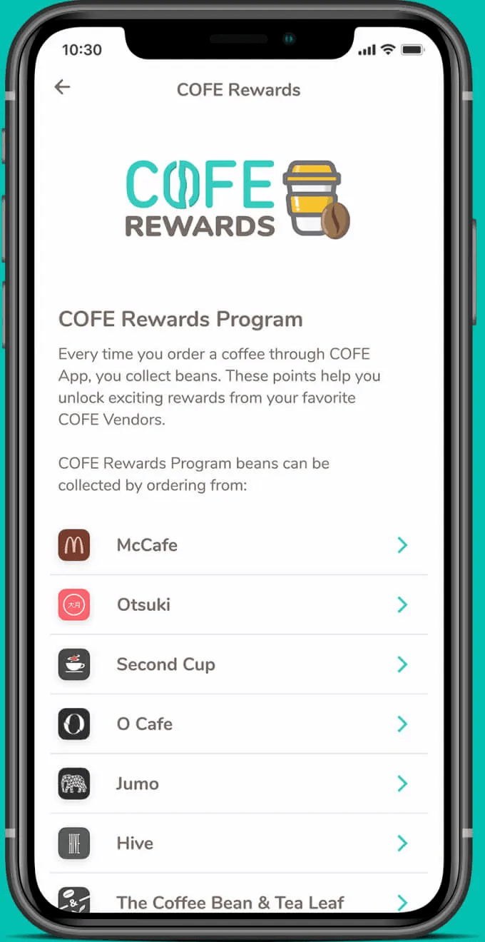 Rewards - Coffee ordering fast & efficient with COFE App