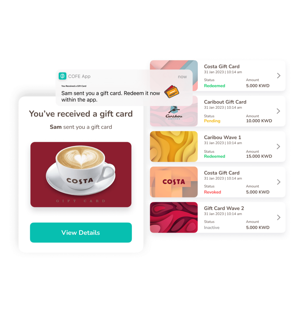 Gift Cards - Coffee ordering fast & efficient with COFE App